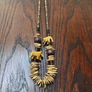 Vintage | Jewelry | Wood Clunky Elephant Necklace 23 Long Screw Clasp ...
